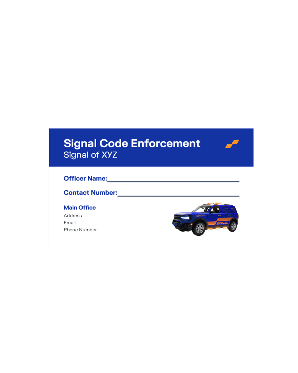 Signal Code Enforcement Card