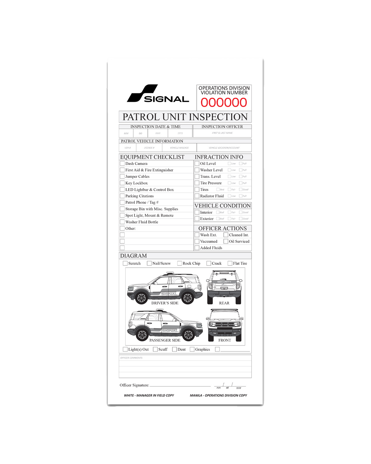 Patrol Unit Inspection Pad